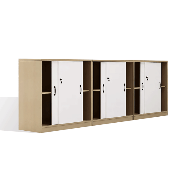 Office Storage Cabinet Partition Cabinet with Wooden Sliding Doors – Anzhap