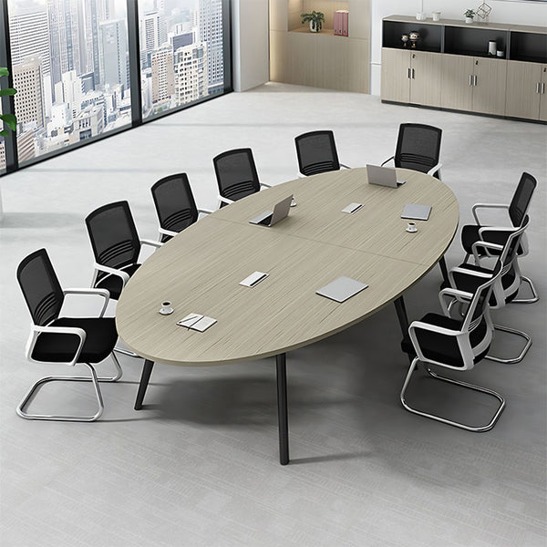 Minimalist Modern Oval Conference Table with Sturdy Legs – Anzhap