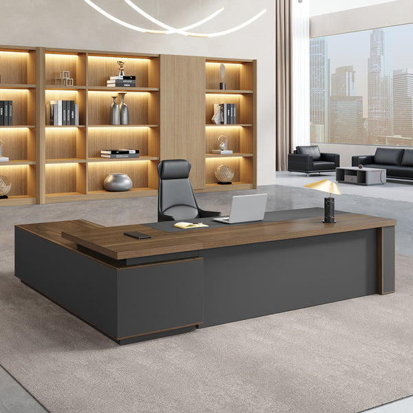 L-shaped Executive Desk with Spacious Legroom（Stock Items） – Anzhap