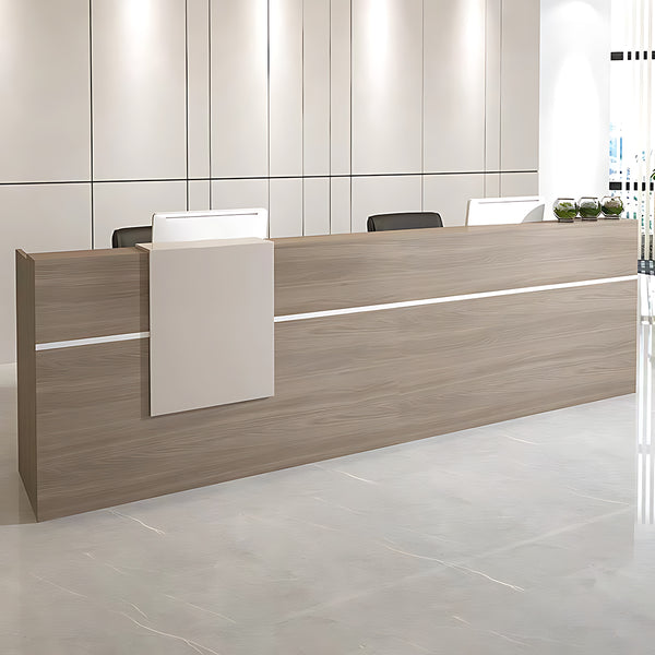Stylish Business Reception Desk with Reinforced Desktop and Storage Co ...