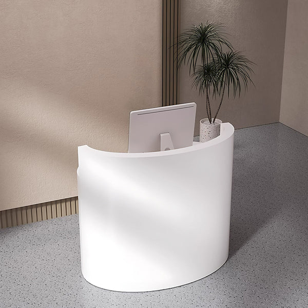 Sleek Modern Semi-Circular Reception Desk with Thickened Top – Anzhap