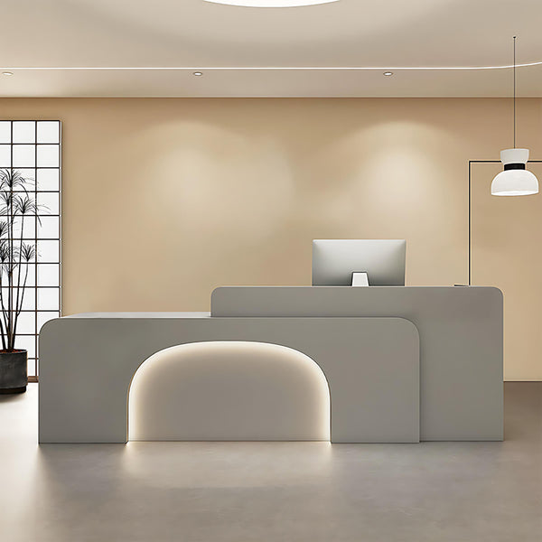Reception Desk Minimalist Eco Friendly E1 Panel Sturdy Rounded Edge ...