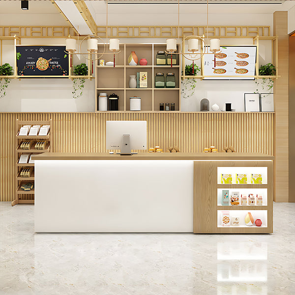 Contemporary Chic Space-Saving Reception Desk with Display Shelf Desig ...