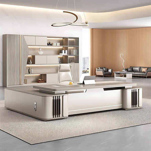 Elegant Stylish Executive Desk with Large Side Cabinet and Ventilation ...