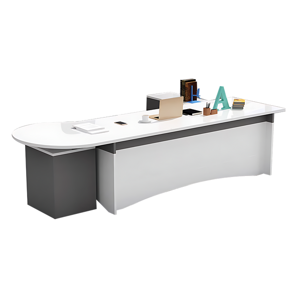 Modern Style White Executive Desk, Sturdy and Durable with Rounded Cor ...