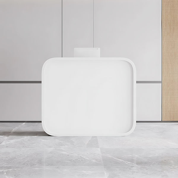 Sleek Minimalist Square Reception Desk with Impact-Resistant Corners ...