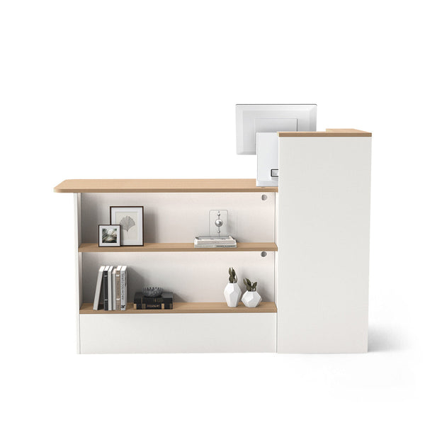 Modern Small Reception Desk with Front Display Shelf for Office & Reta ...