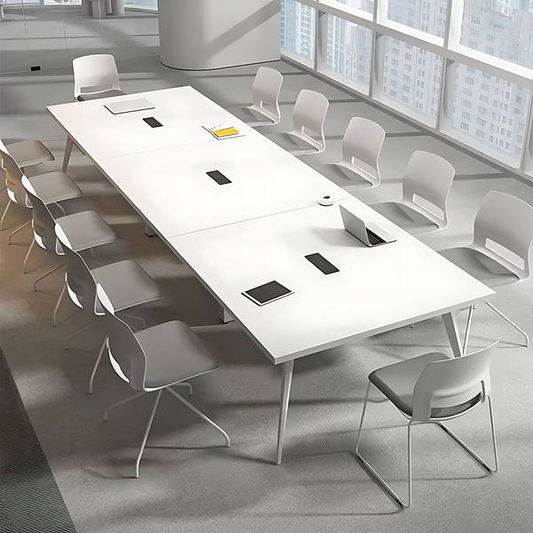 Modern Minimalist White Small Conference Table Set – Anzhap