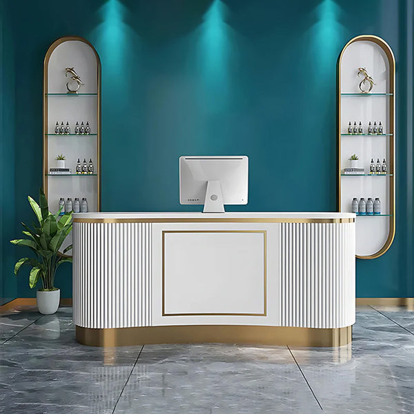 Small Clothing Store Counter Simple Modern Curved Bar – Anzhap