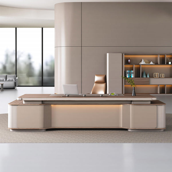 High-End Executive Desk with Voice-Controlled Light Strip Design – Anzhap