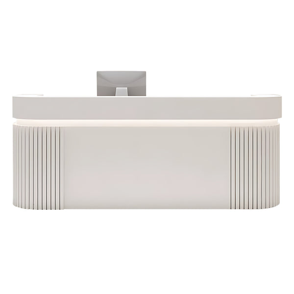Spacious Minimalist Reception Desk with LED Light Strip Design – Anzhap