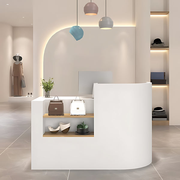 Refined High-End Reception Desk with Functional Double-Tier Display Sh ...